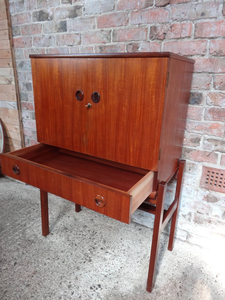 Retro Vintage 1960 Cocktail Cabinet with Mirror and Glass Shelf and ...