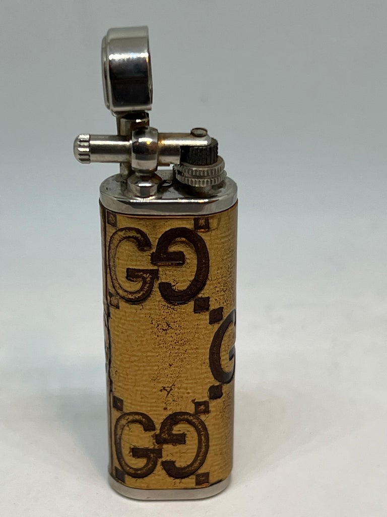 Retro and Vintage “Gucci” Gold Lather Lighter 80’s circa For Sale at ...