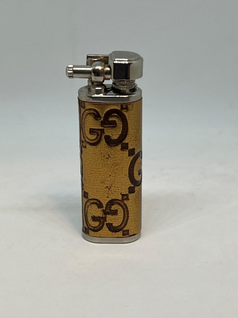 Retro and Vintage “Gucci” Gold Lather Lighter 80’s circa For Sale at ...