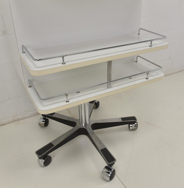Retro Vintage Small Doctor's Table / White Rollable Side Table, 1980 ...