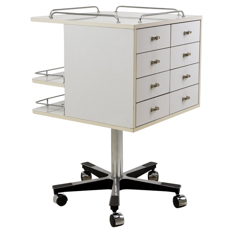 Retro Vintage Small Doctor's Table / White Rollable Side Table, 1980 ...