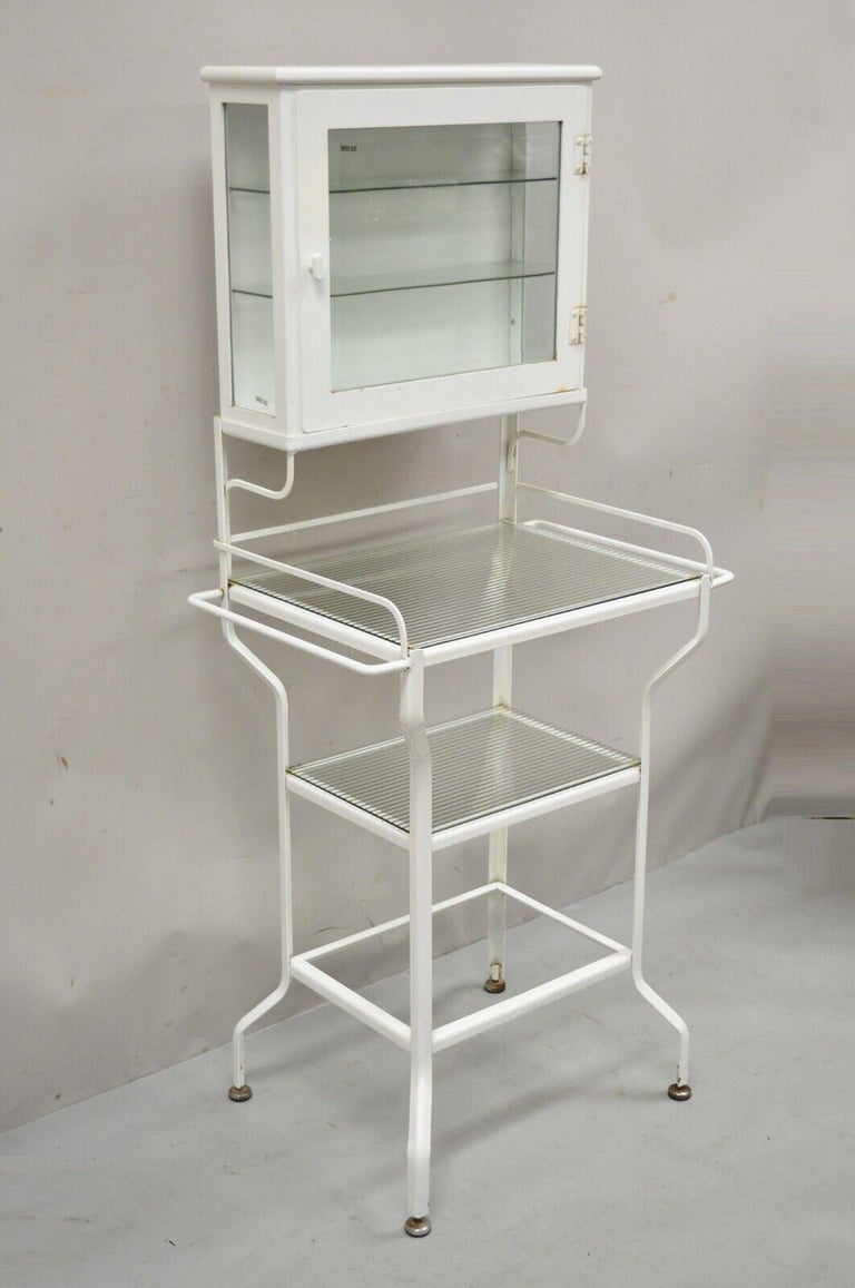 Retro Vintage Style Industrial Metal White Bathroom Cabinet Vanity ...