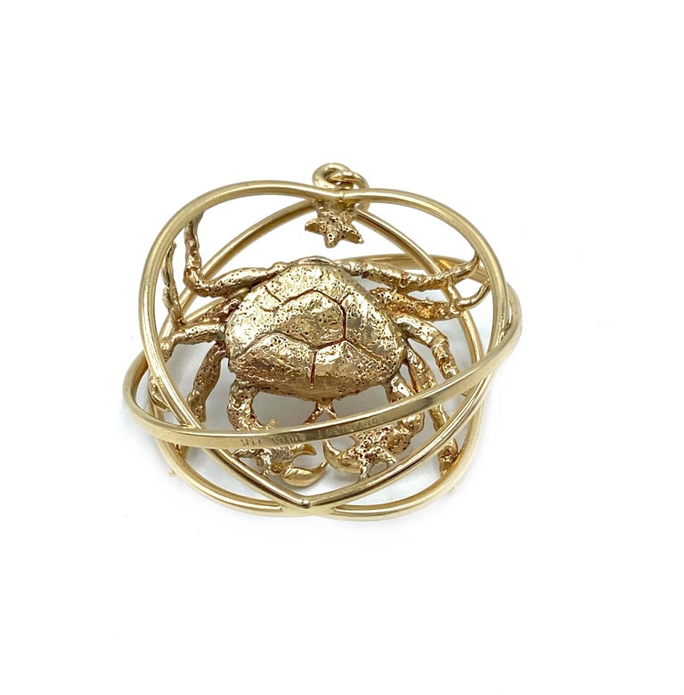 Retro William Ruser Rose Gold Astrological Zodiac Sign Cancer Crab ...