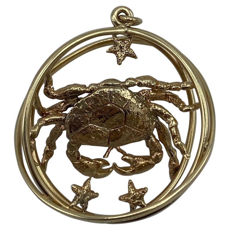 Retro William Ruser Rose Gold Astrological Zodiac Sign Cancer Crab ...