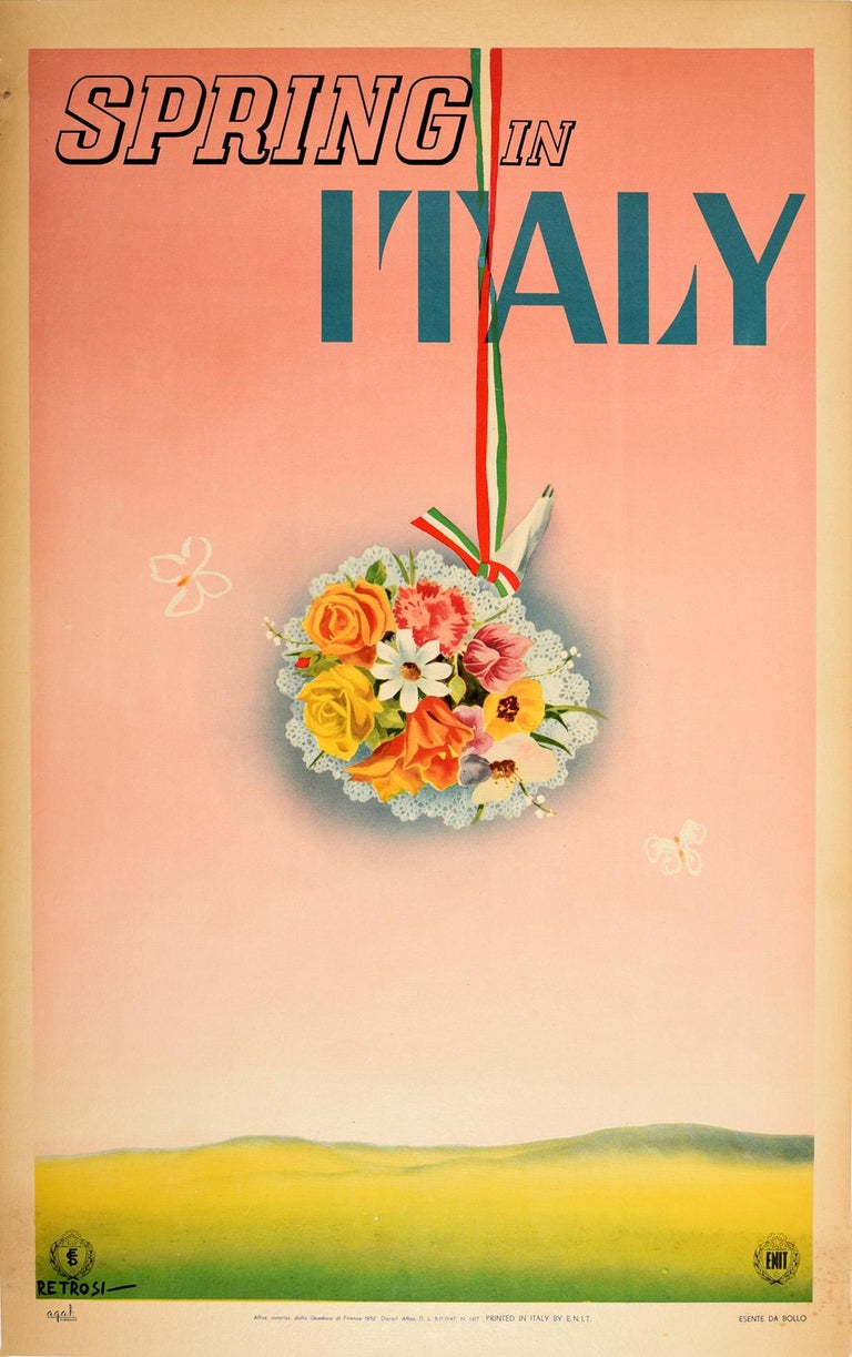Retrosi - Original Vintage Poster Spring In Italy Travel Flowers Hills ...