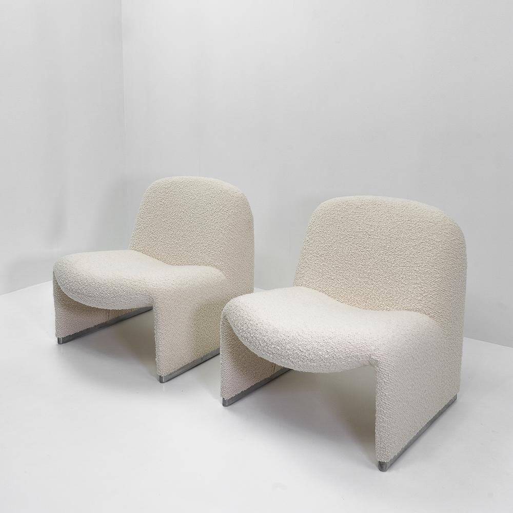 Reupholstered Bouclé Alky Chairs by Giancarlo Piretti for Castelli ...