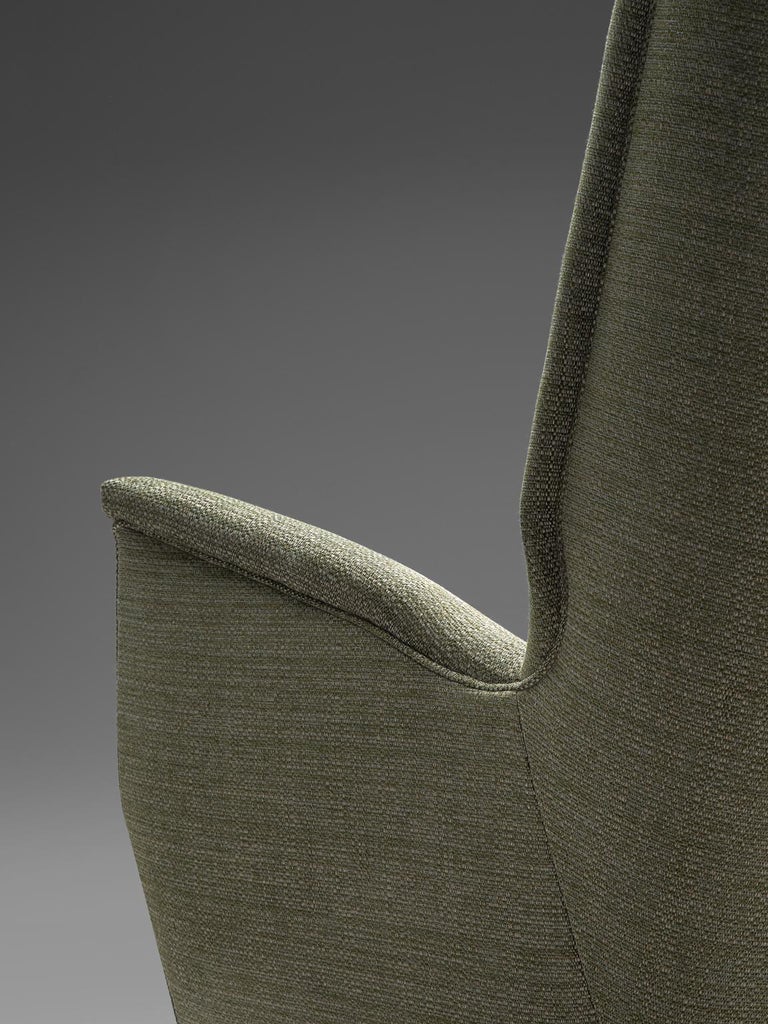 Reupholstered ISA Italian High Back Lounge Chair at 1stDibs