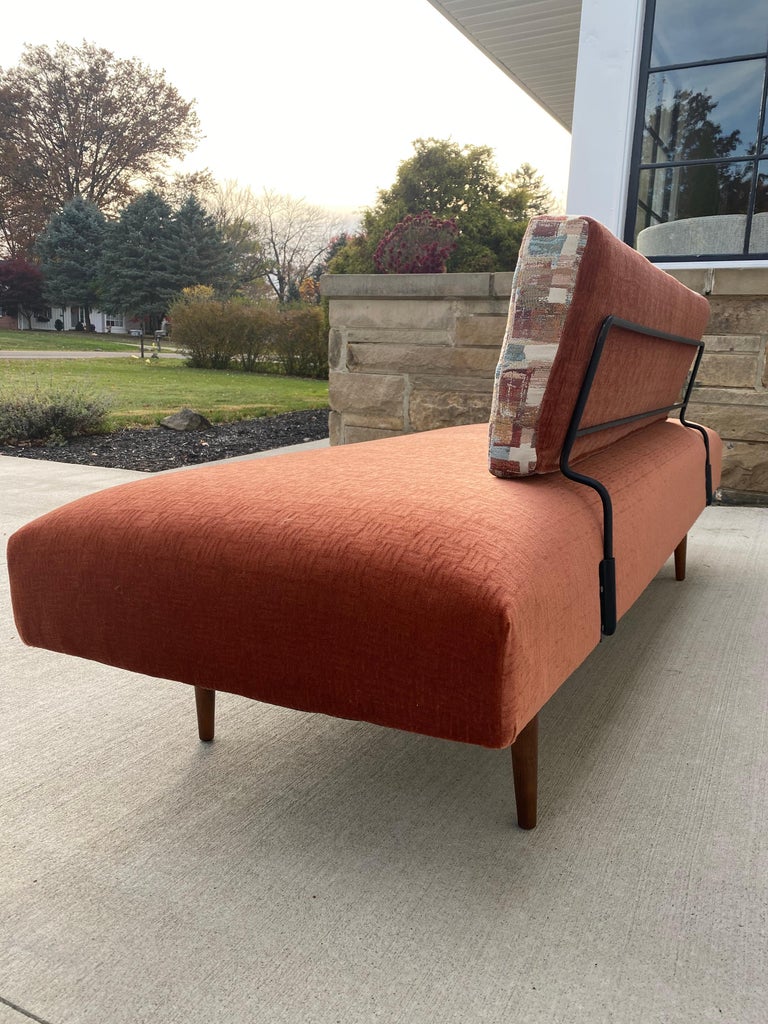 Reupholstered Mid-Century Modern Vintage Daybed For Sale at 1stDibs
