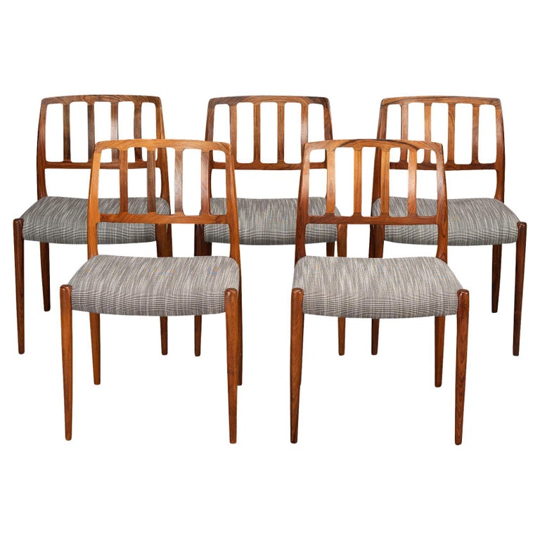 Reupholstered Rosewood Model 83 Niels O. Moller Dining Chairs, Set of 5 ...