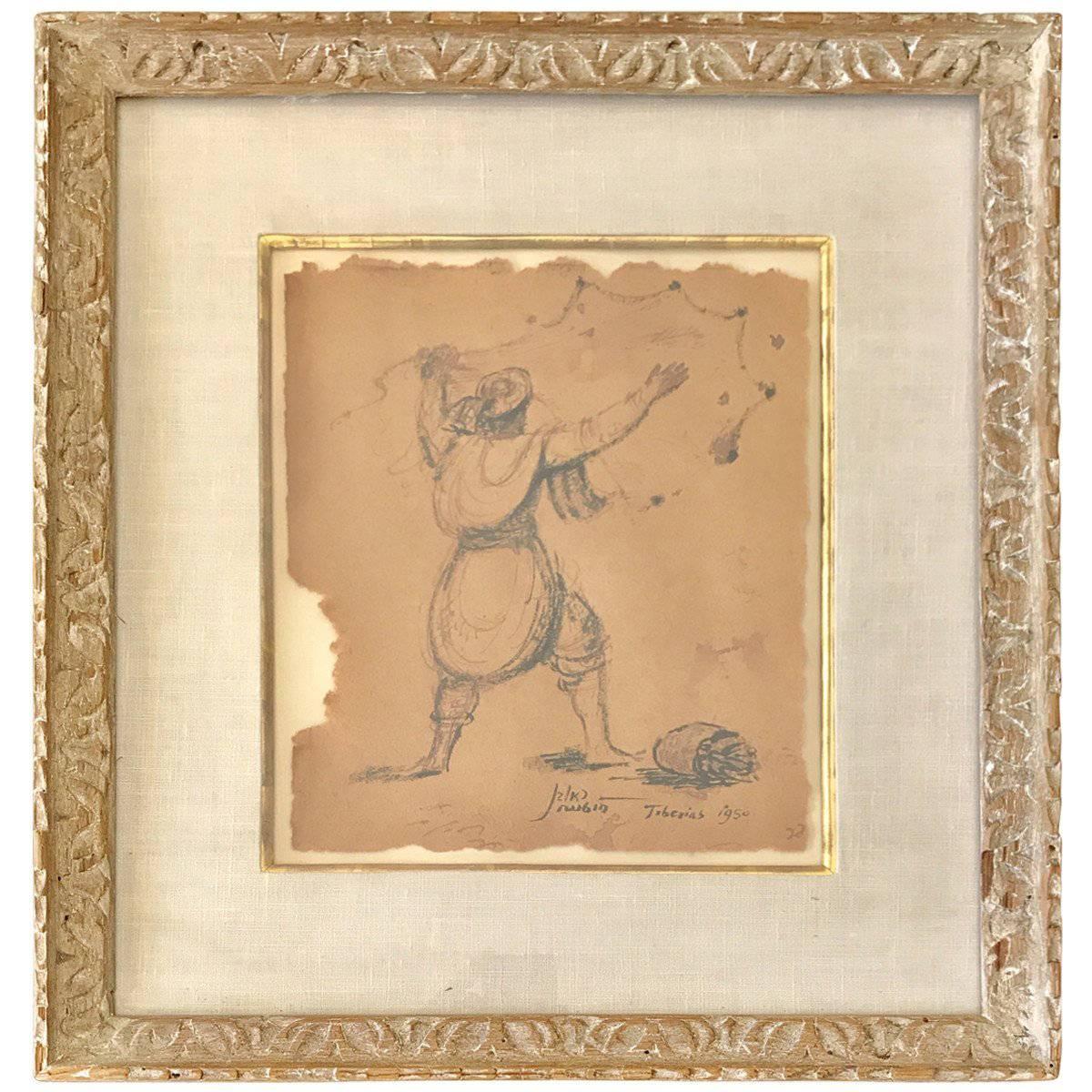 Reuven Rubin Painting Throwing the Net For Sale at 1stDibs