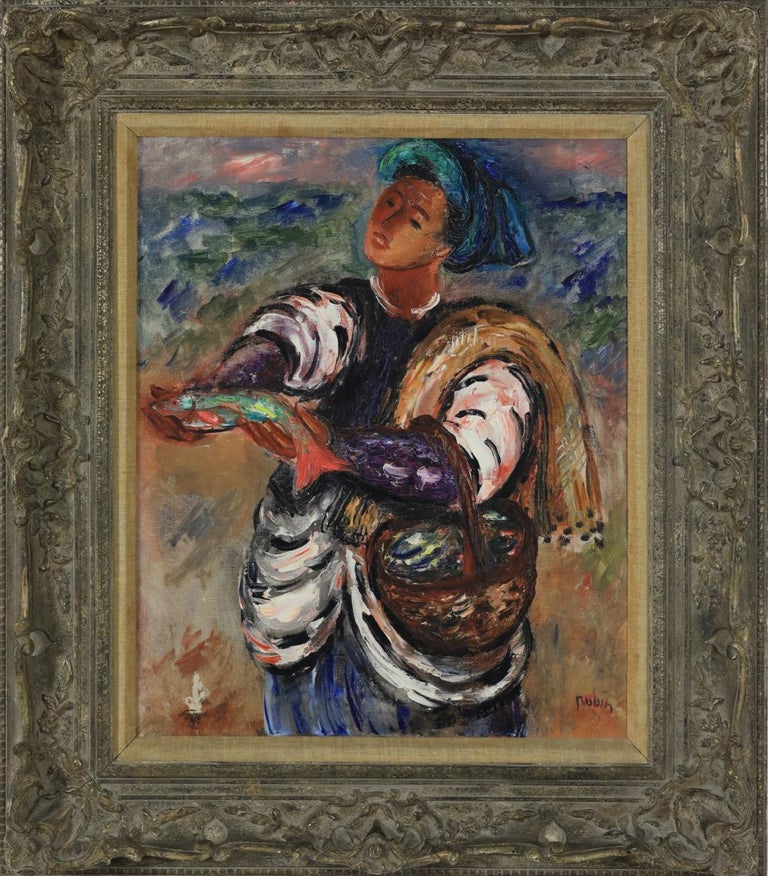 Reuven Rubin - Fisherman by Reuvin Rubin - Oil painting For Sale at 1stDibs