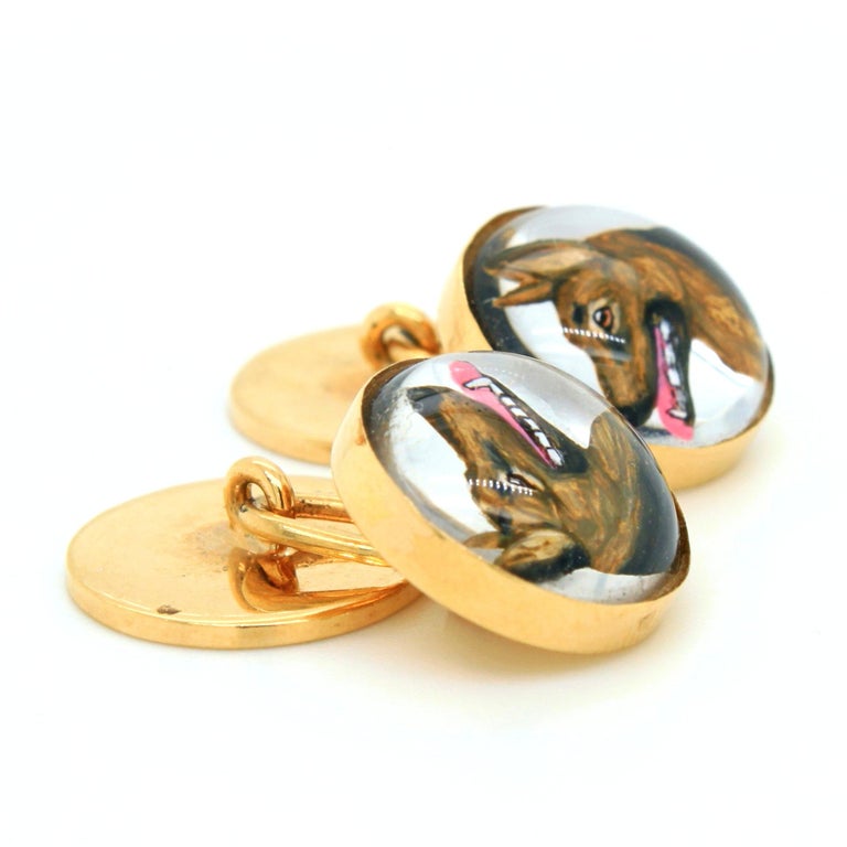 Reverse Intaglio Essex Crystal German Shepherd Cufflinks at 1stDibs ...