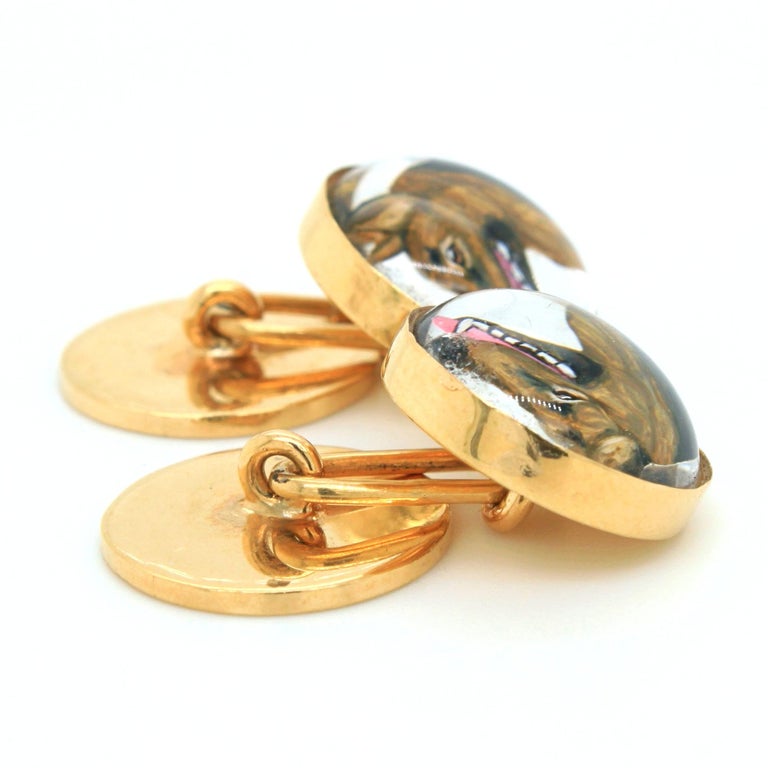 Reverse Intaglio Essex Crystal German Shepherd Cufflinks at 1stDibs ...
