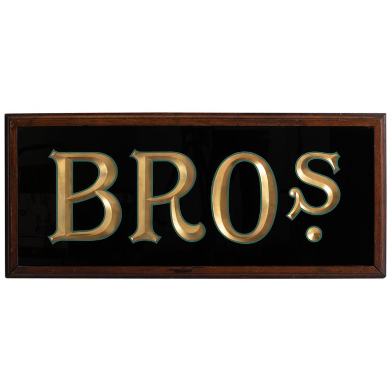Reverse Painted Bros Sign, circa 1950 at 1stDibs