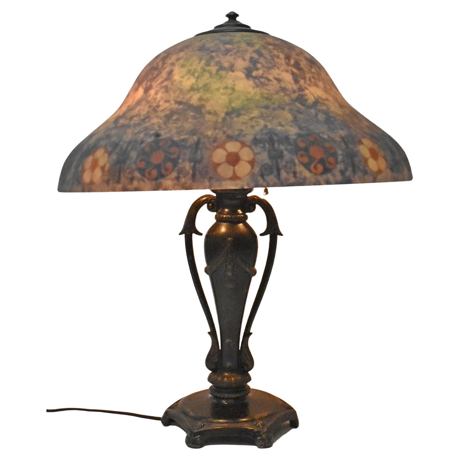 Reverse Painted Classique Floral Table Lamp For Sale at 1stDibs