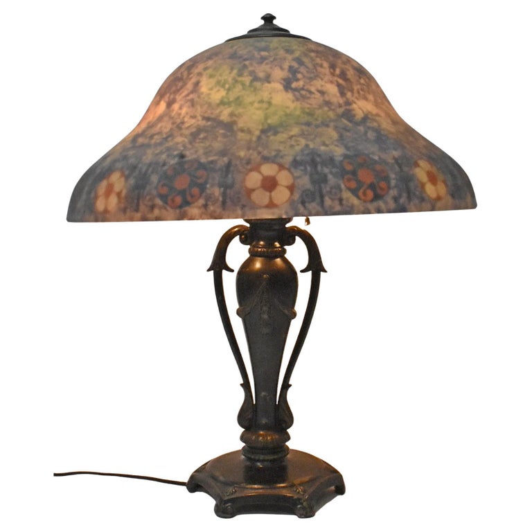Reverse Painted Classique Floral Table Lamp For Sale at 1stDibs