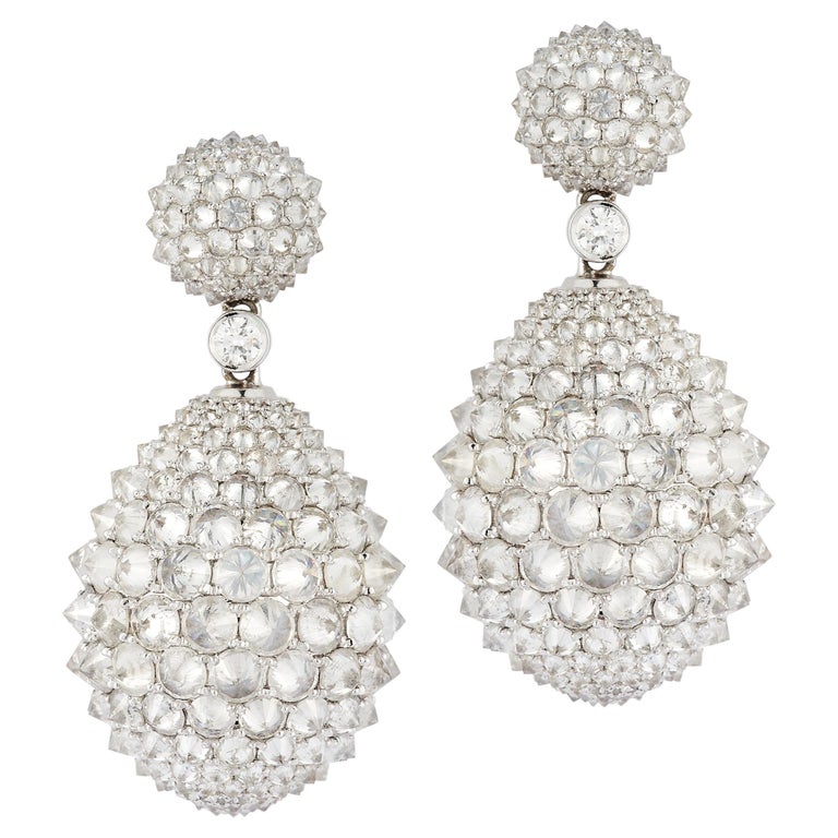 Reverse Set Diamond Earrings For Sale at 1stDibs