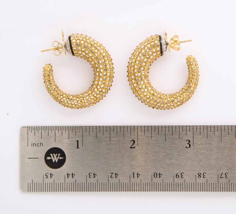 Reverse Set Diamond Hoop Earrings at 1stDibs