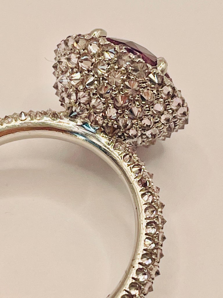 Reverse-Set Pink Diamonds and Pink Tourmaline Engagemant Ring by Julia ...