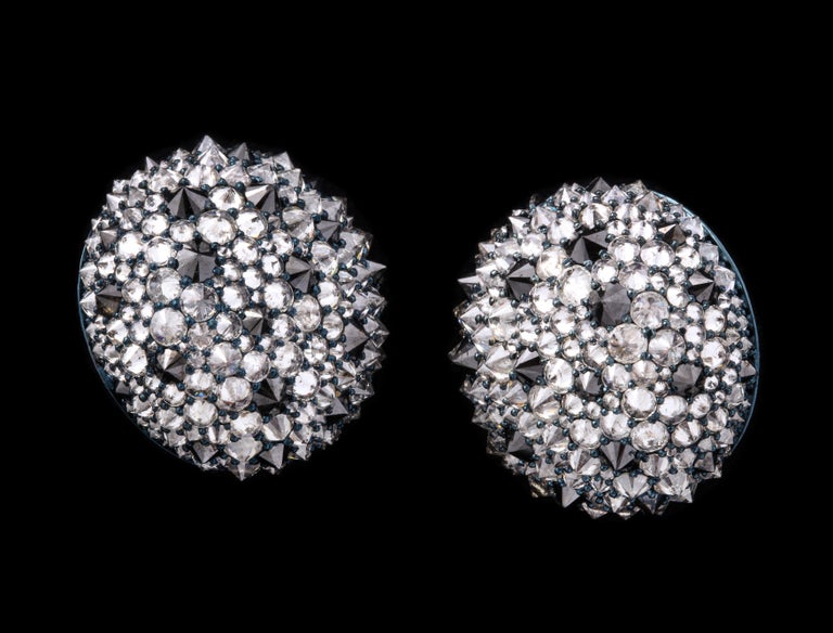 Reverse Set White and Black Diamond Earrings For Sale at 1stDibs