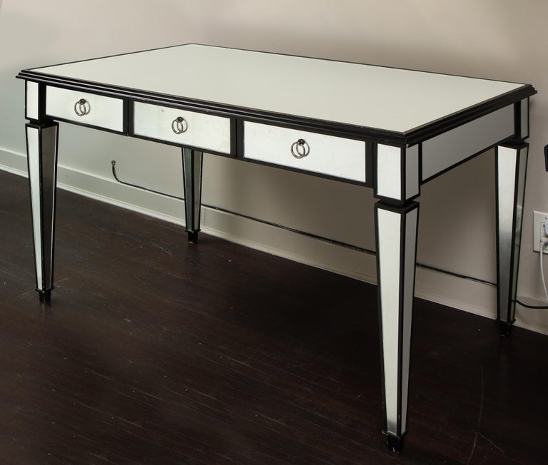 Reverse Silver Leaf Desk with Black Lacquer Trim 'Floor Sample' For ...
