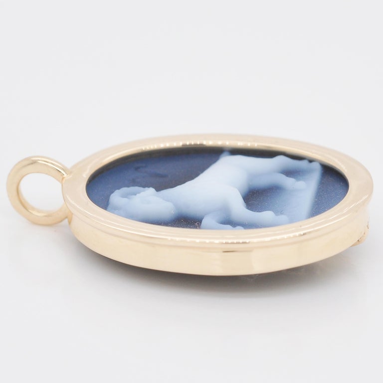 Reversible Aries Carving Cameo Zodiac Diamond 14 Karat Gold Pendant ...