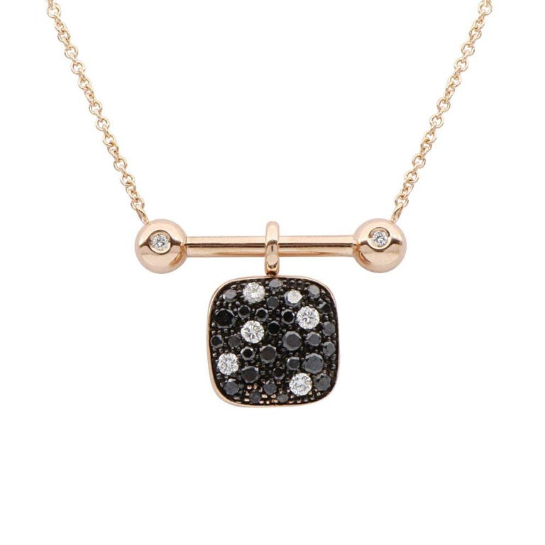Reversible Black and White Diamond Square Modern Necklace For Sale at ...