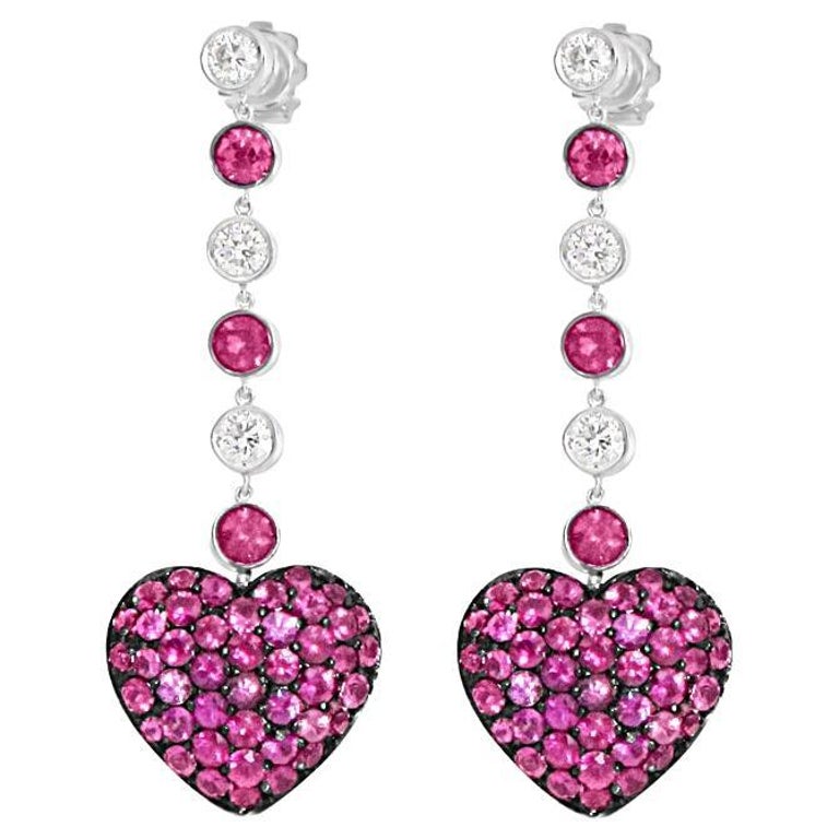 Reversible Customizable Pavè Dangle Heart Earrings with Diamonds For ...