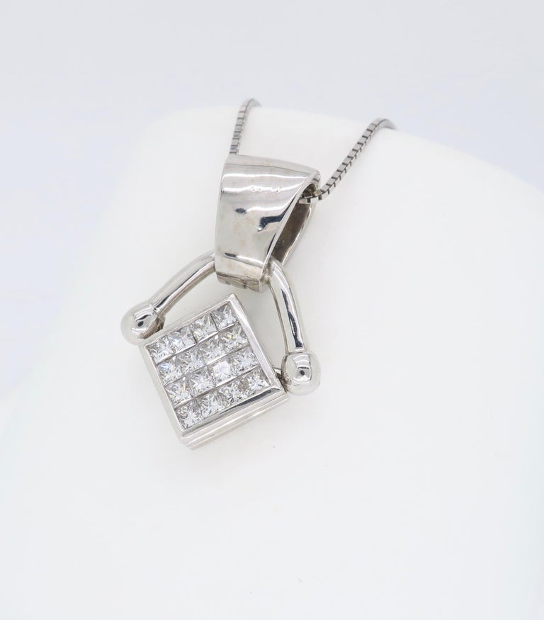 Reversible Diamond and Blue Sapphire Pendant Necklace For Sale (Free ...