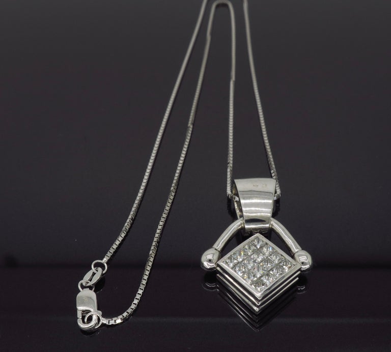 Reversible Diamond and Blue Sapphire Pendant Necklace For Sale (Free ...