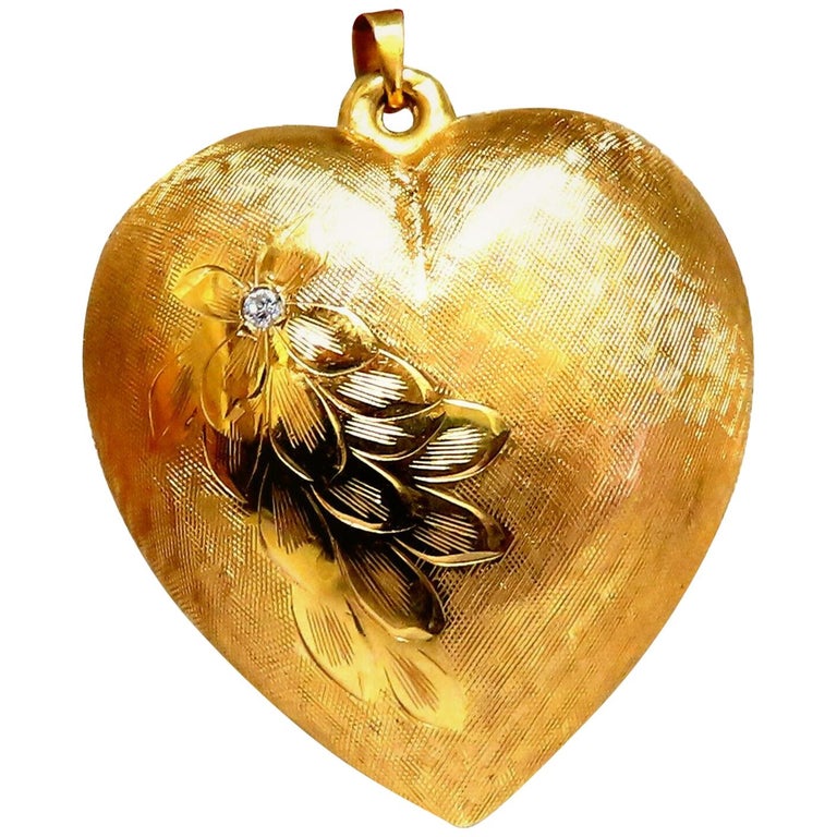Reversible Heart Charm Puff Domed Pendant at 1stDibs