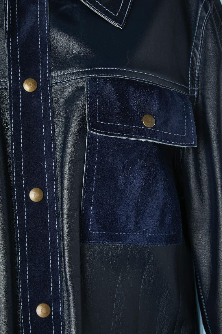 Reversible navy blue suede and leather jacket for man Mc Gregor Circa 1970's at 1stDibs