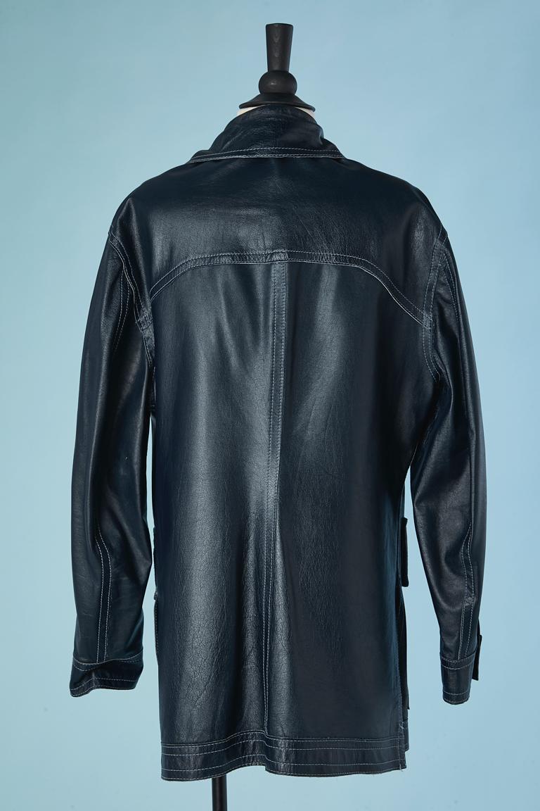 Reversible navy blue suede and leather jacket for man Mc Gregor Circa 1970's at 1stDibs