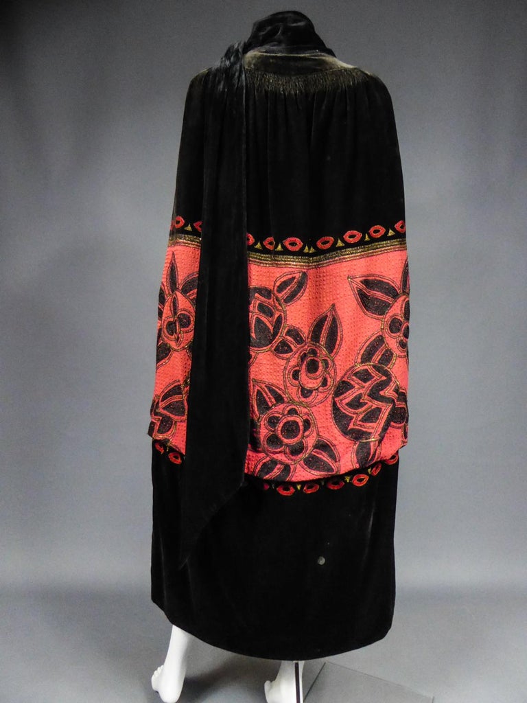 Revillon Frères Art Deco Couture Embroidered Velvet Evening Cape C ...
