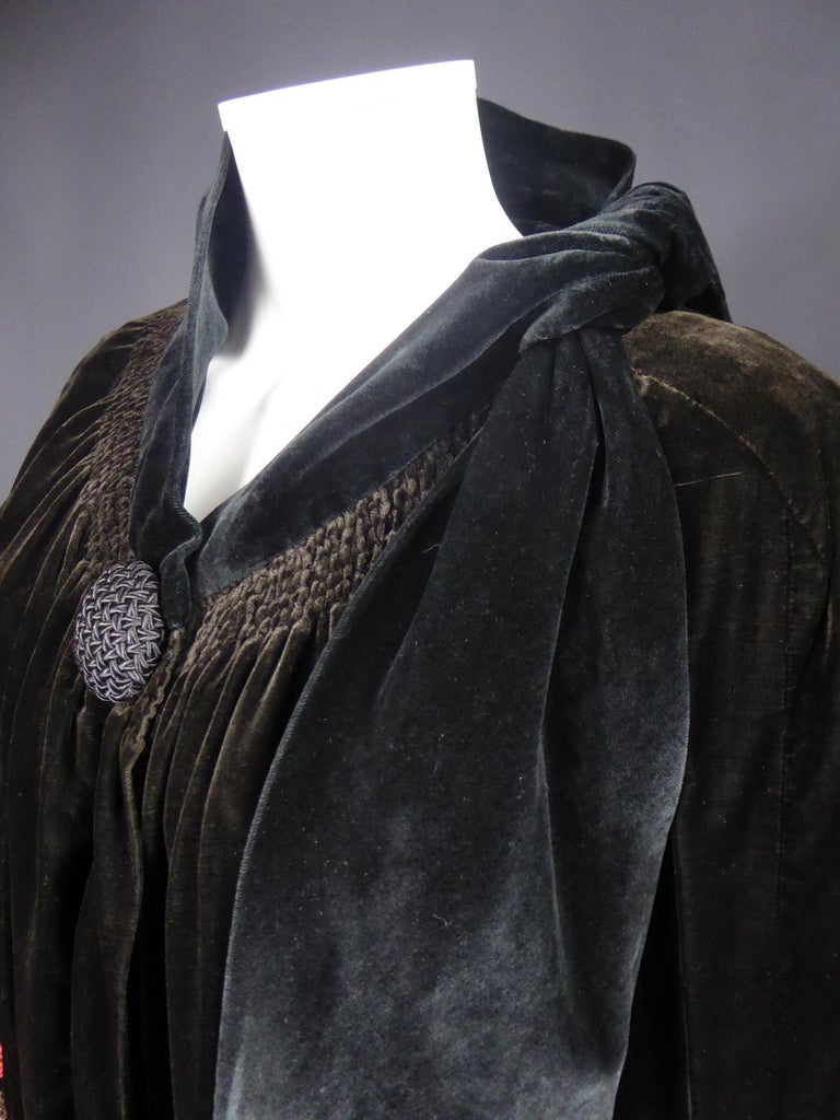 Revillon Frères Art Deco Couture Embroidered Velvet Evening Cape C ...