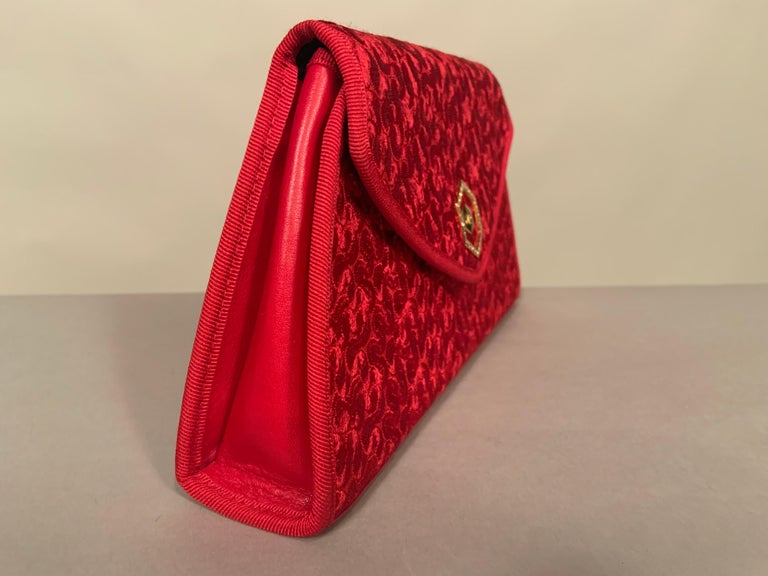 Revillon, Paris Red Leather and Silk Clutch or Shoulder Bag at 1stDibs ...