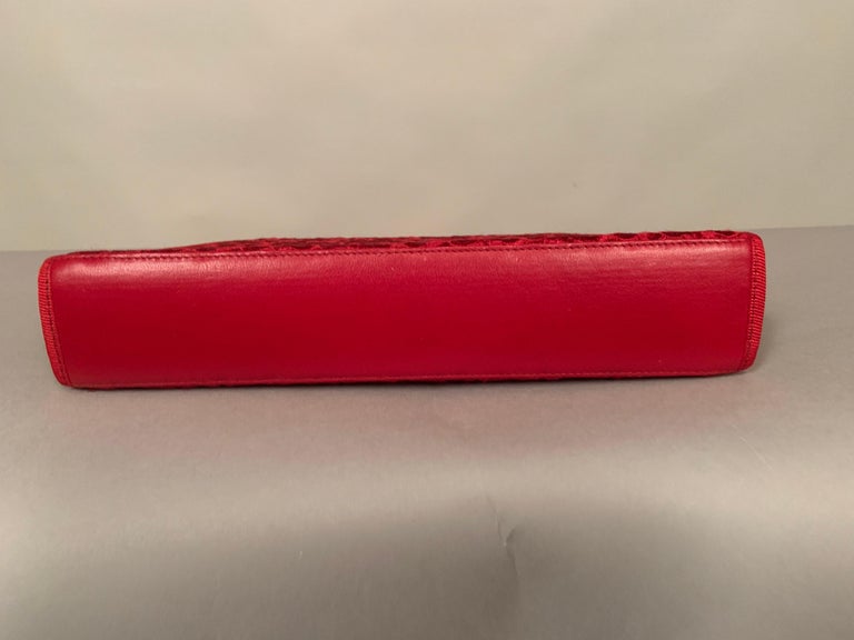 Revillon, Paris Red Leather and Silk Clutch or Shoulder Bag at 1stDibs ...