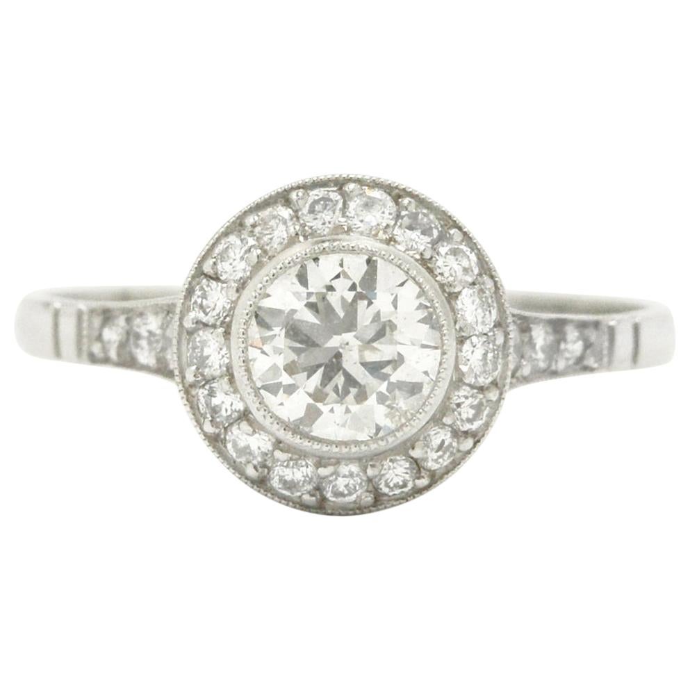 Edwardian Diamond Cluster Gold Platinum Engagement Ring For Sale at 1stDibs
