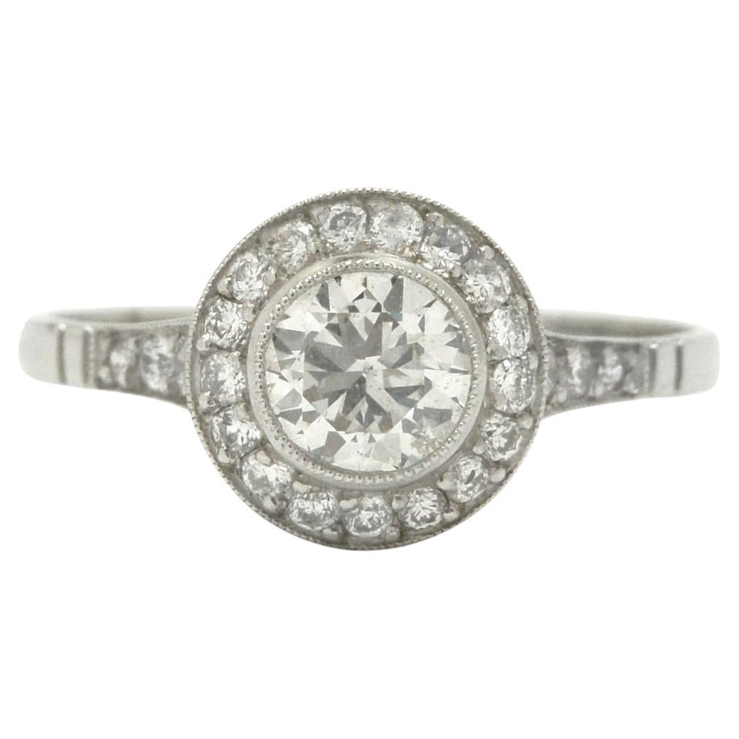 Old European Diamond Platinum Engagement Ring at 1stDibs