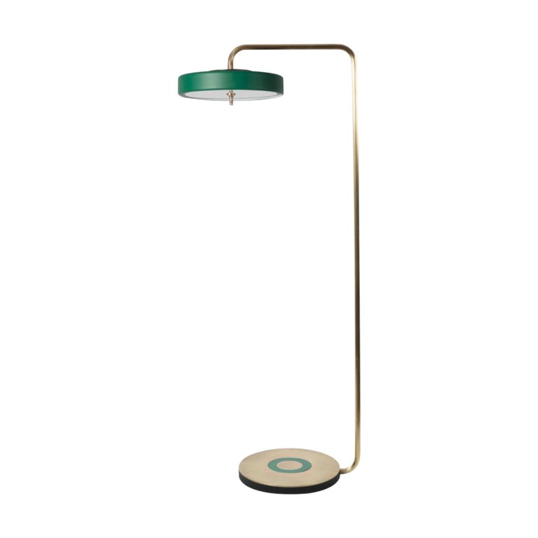 Revolve Floor Lamp, Brushed Brass, Green by Bert Frank For Sale at 1stDibs