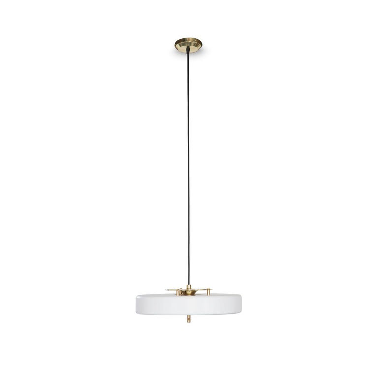 Revolve Pendant Light, Brushed Brass, White by Bert Frank For Sale at ...