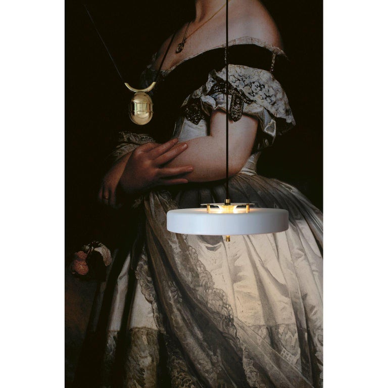 Revolve Pendant Light, Brushed Brass, White by Bert Frank For Sale at ...