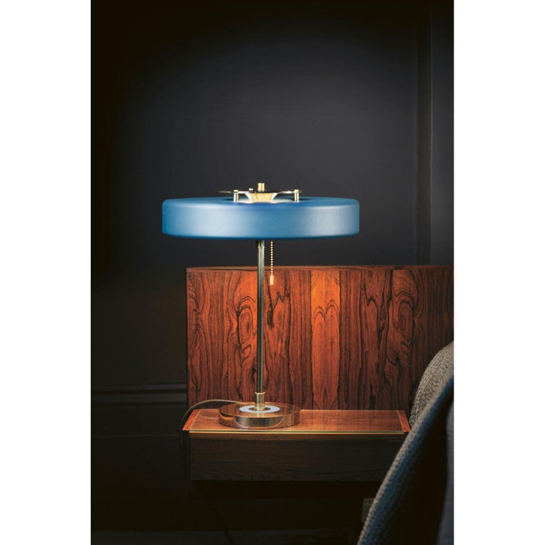 Revolve Table Lamp, Brushed Brass, Blue by Bert Frank For Sale at 1stDibs