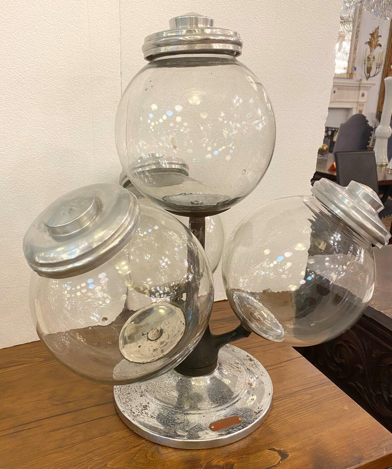 Revolving 4 Jar Counter Table Top Candy Display Glass Iron Aluminum For ...