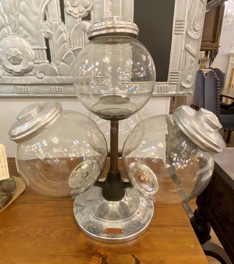 Revolving 4 Jar Counter Table Top Candy Display Glass Iron Aluminum For ...