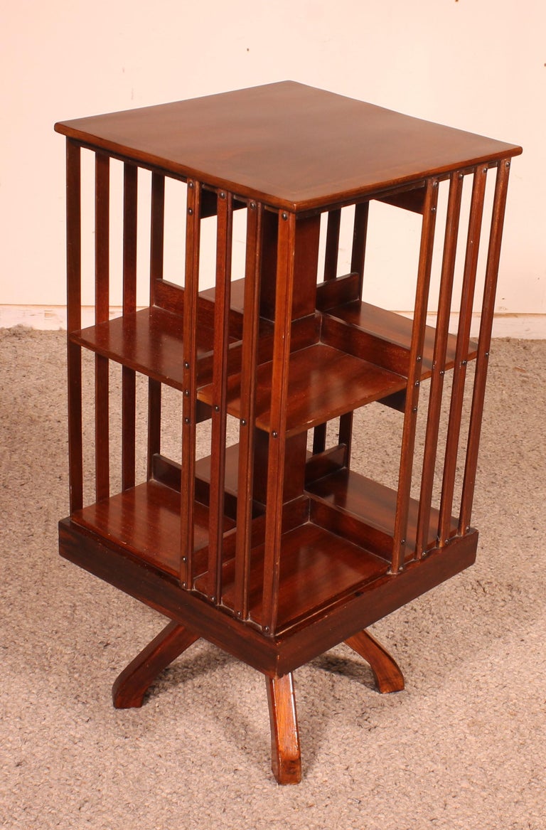 Revolving Bookcase In Mahogany And Inlays - 19th Century For Sale at ...