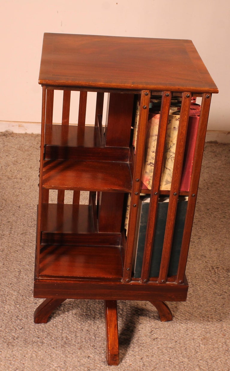 Revolving Bookcase In Mahogany And Inlays - 19th Century For Sale at ...