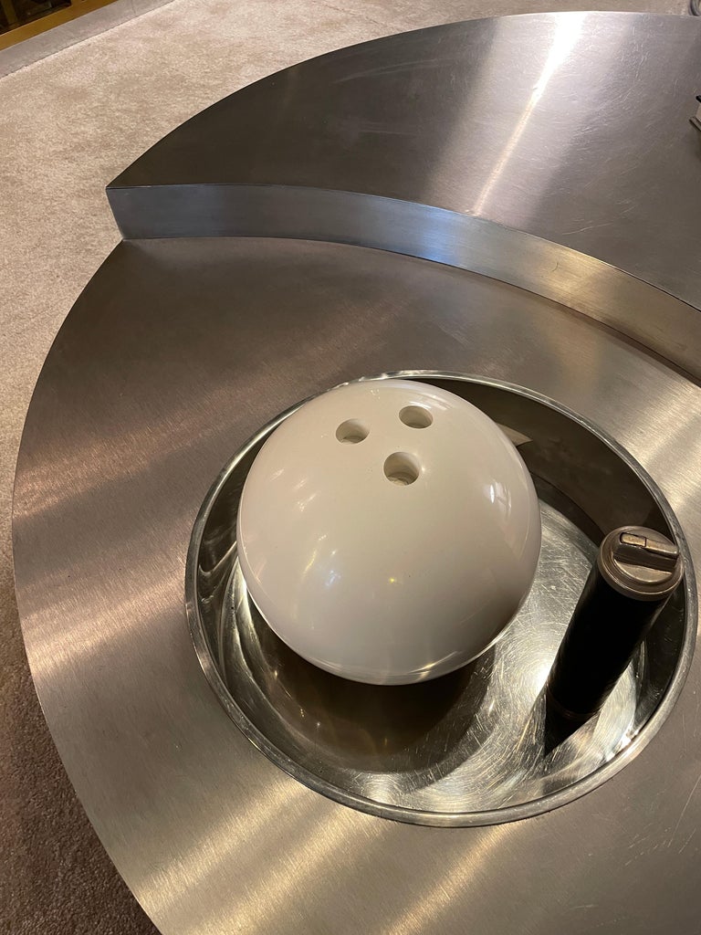 Coffee Table revolving Willy Rizzo TRG. Brushed Steel, Italy 1970. Mid ...