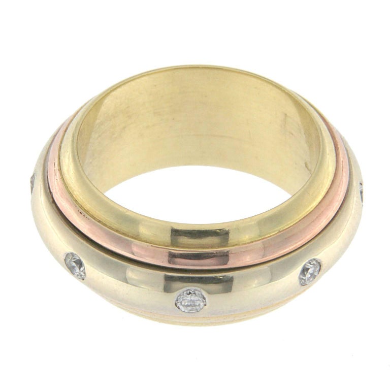Revolving Ring in Three Colors Gold 18 Karat with White Diamonds For ...