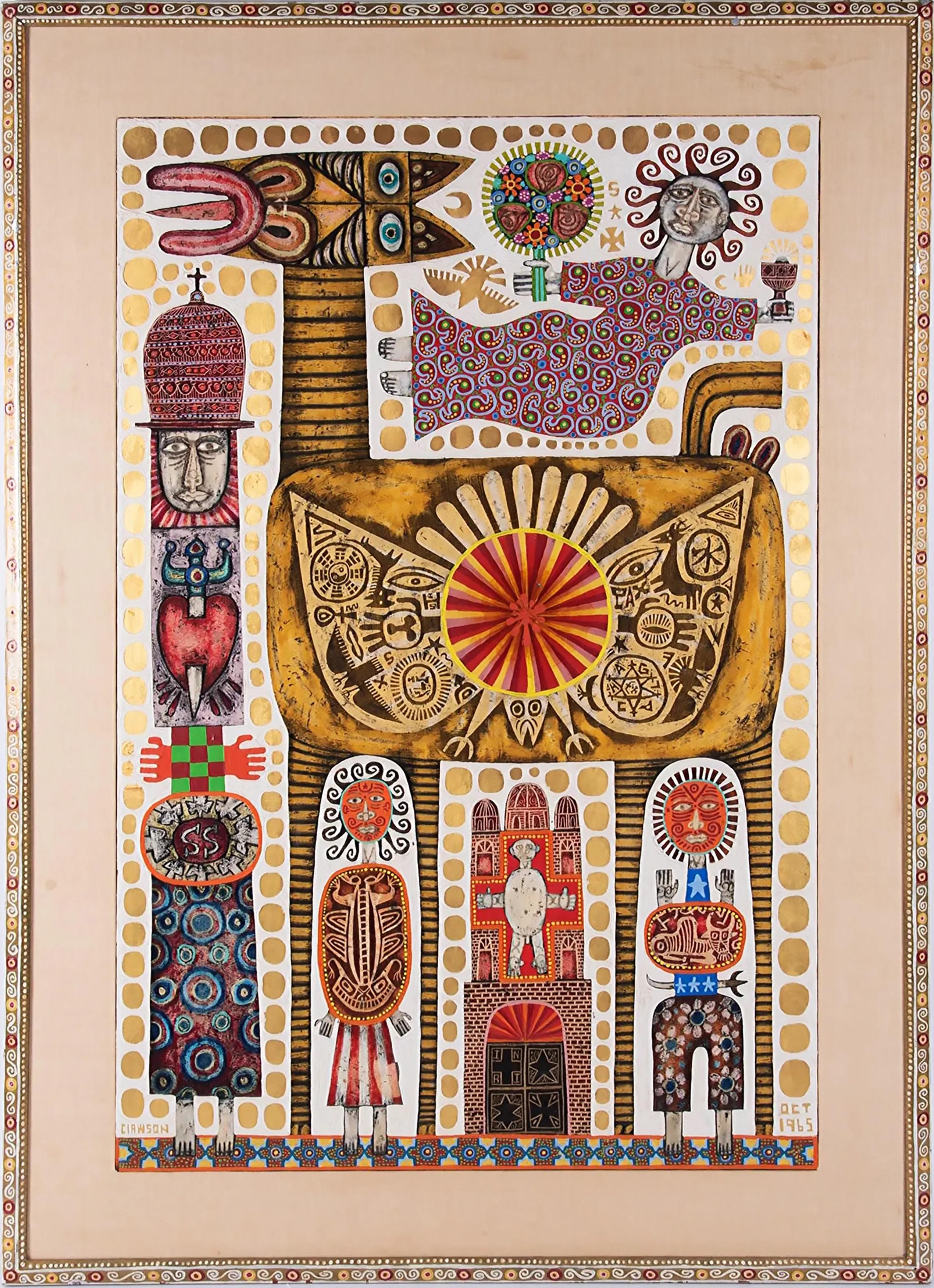 Rex Clawson 1965 Abstract Mixed Media Painting on Board For Sale at 1stDibs